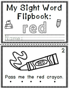 Sight Word Flip Book (Flipbook) - RED - Made By Teachers