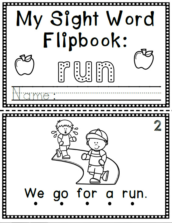 Sight Word Flip Book (Flipbook) - RUN - Made By Teachers