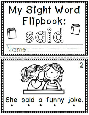 Sight Word Flip Book (Flipbook) - SAID - Made By Teachers