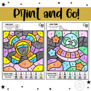 Space Color by Letter Recognition Color by Code Activities Editable ...