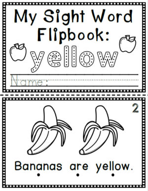 Sight Word Flip Book (Flipbook) - YELLOW - Made By Teachers
