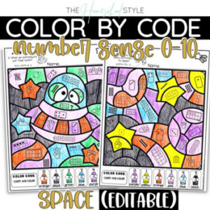 Space Math Color by Number Sense Activities - Made By Teachers