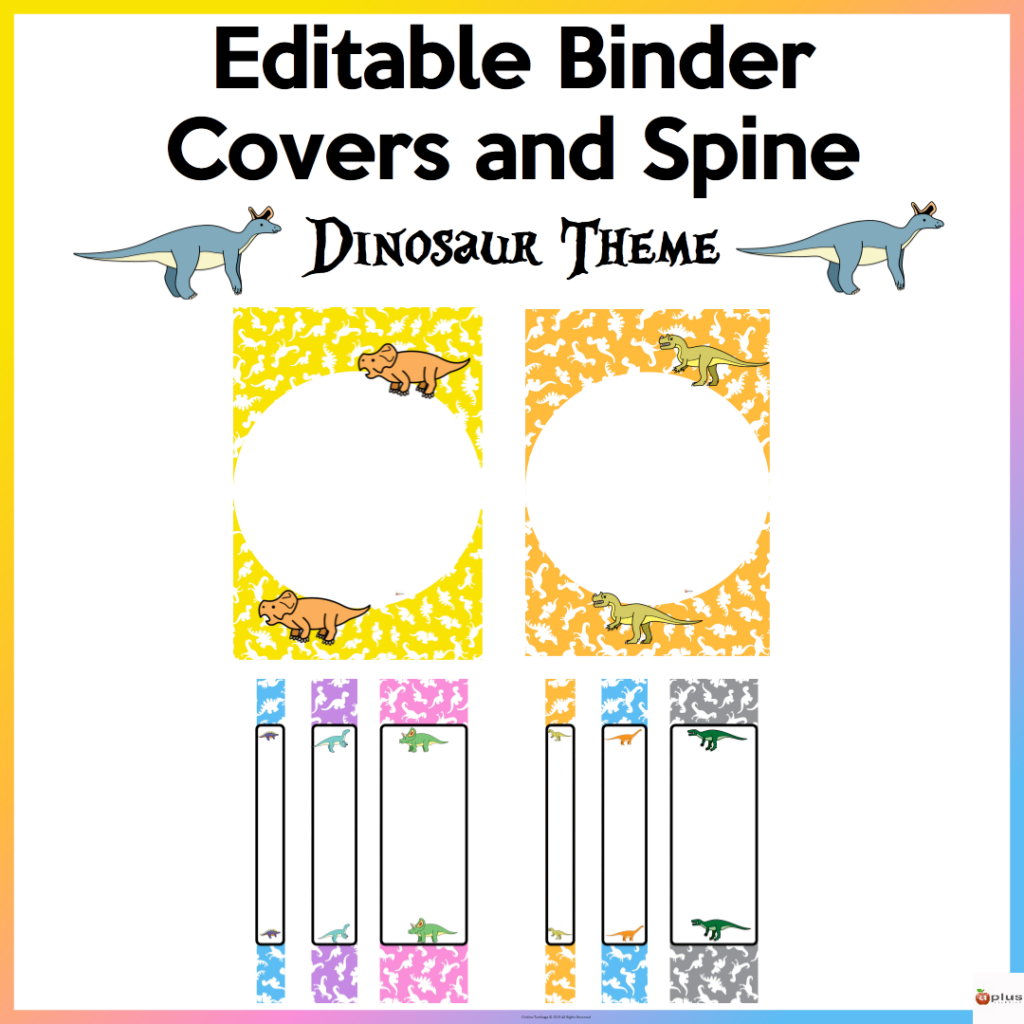 Editable Binder Covers and Spine Dinosaur Theme | Made By Teachers