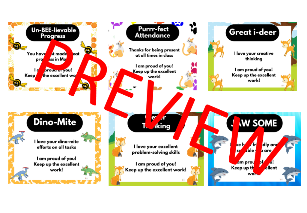 Editable Student Affirmations Note Cards Animal Theme - Made By Teachers