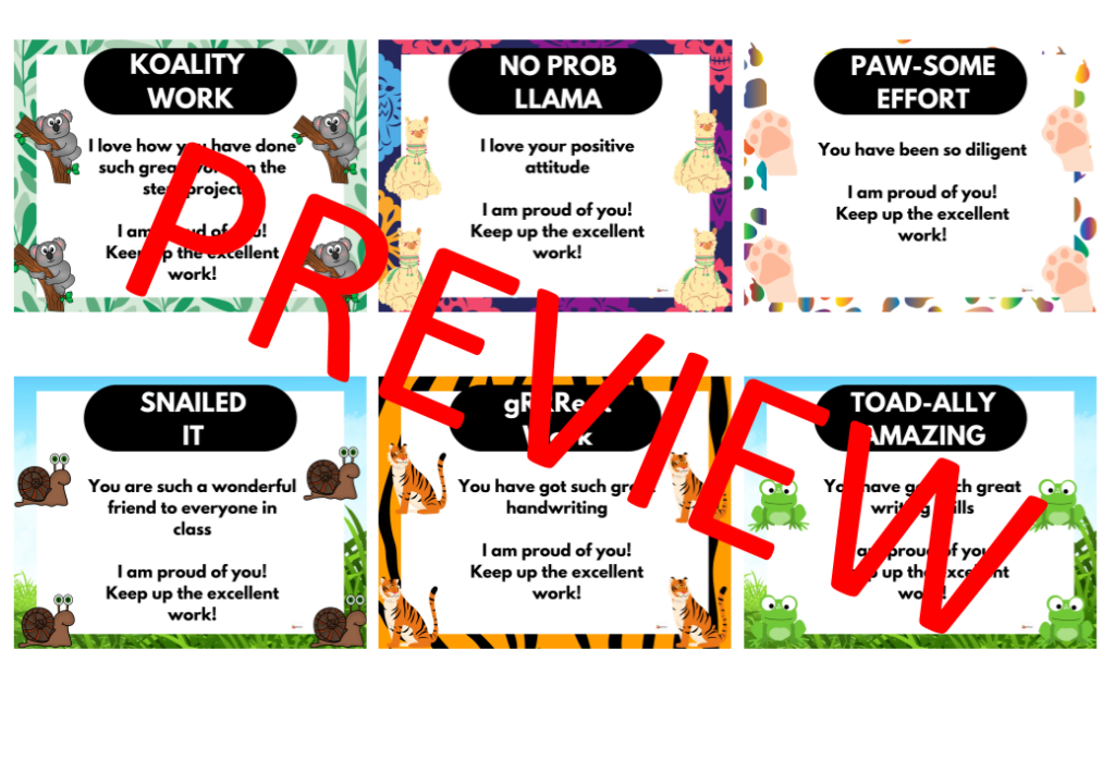 Editable Student Affirmations Note Cards Animal Theme - Made By Teachers