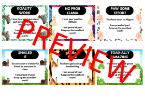 Editable Student Affirmations Note Cards Animal Theme - Made By Teachers