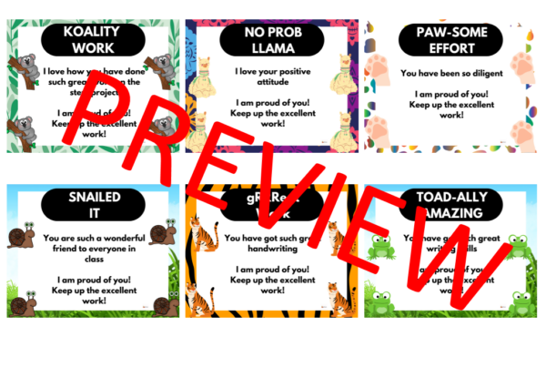 Editable Student Affirmations Note Cards Animal Theme - Made By Teachers