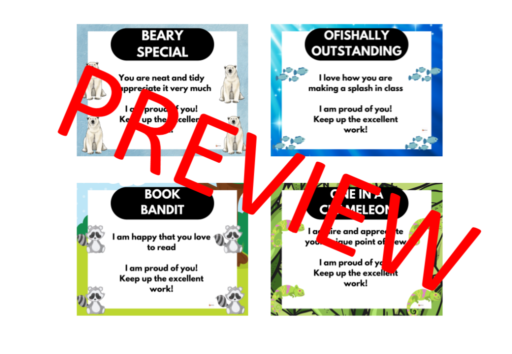 Editable Student Affirmations Note Cards Animal Theme | Made By Teachers