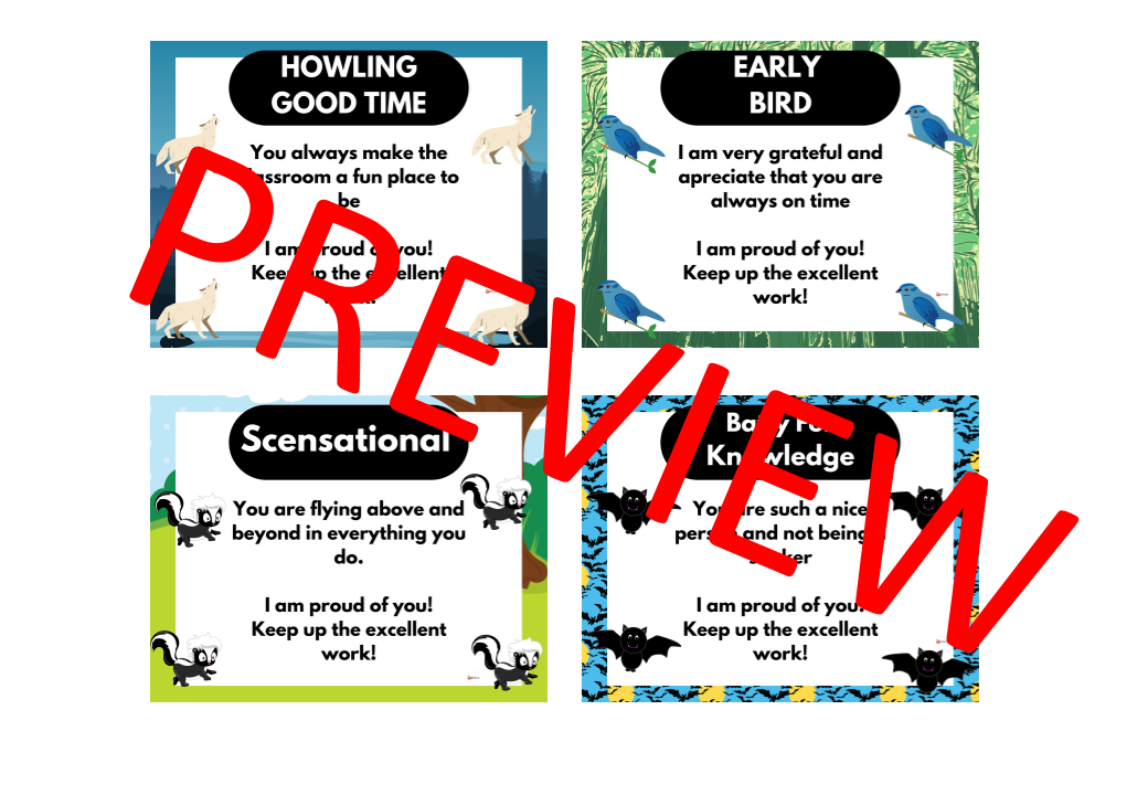Editable Student Affirmations Note Cards Animal Theme | Made By Teachers
