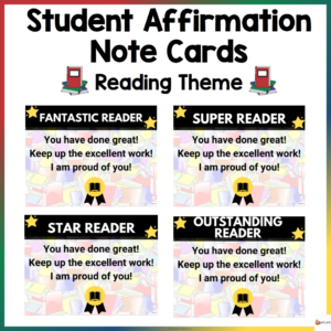 Student Affirmation Notecards Reading Theme | Made By Teachers