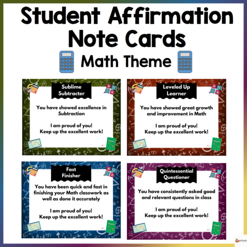 Student Affirmation Notecards Math Theme | Made By Teachers