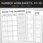 Numbers 1-10: Trace, Write, Draw, & Ten Frames Worksheets, Show the ...
