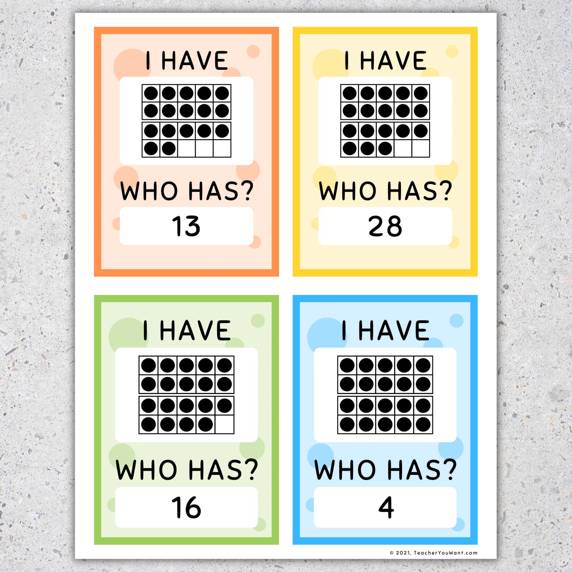 I Have Who Has: Numbers 1-30, Ten Frames Game, Back To School | Made By ...