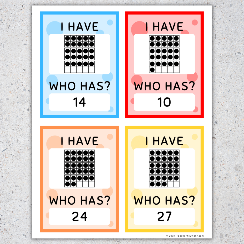 I Have Who Has: Numbers 1-30, Ten Frames Game, Back To School | Made By ...