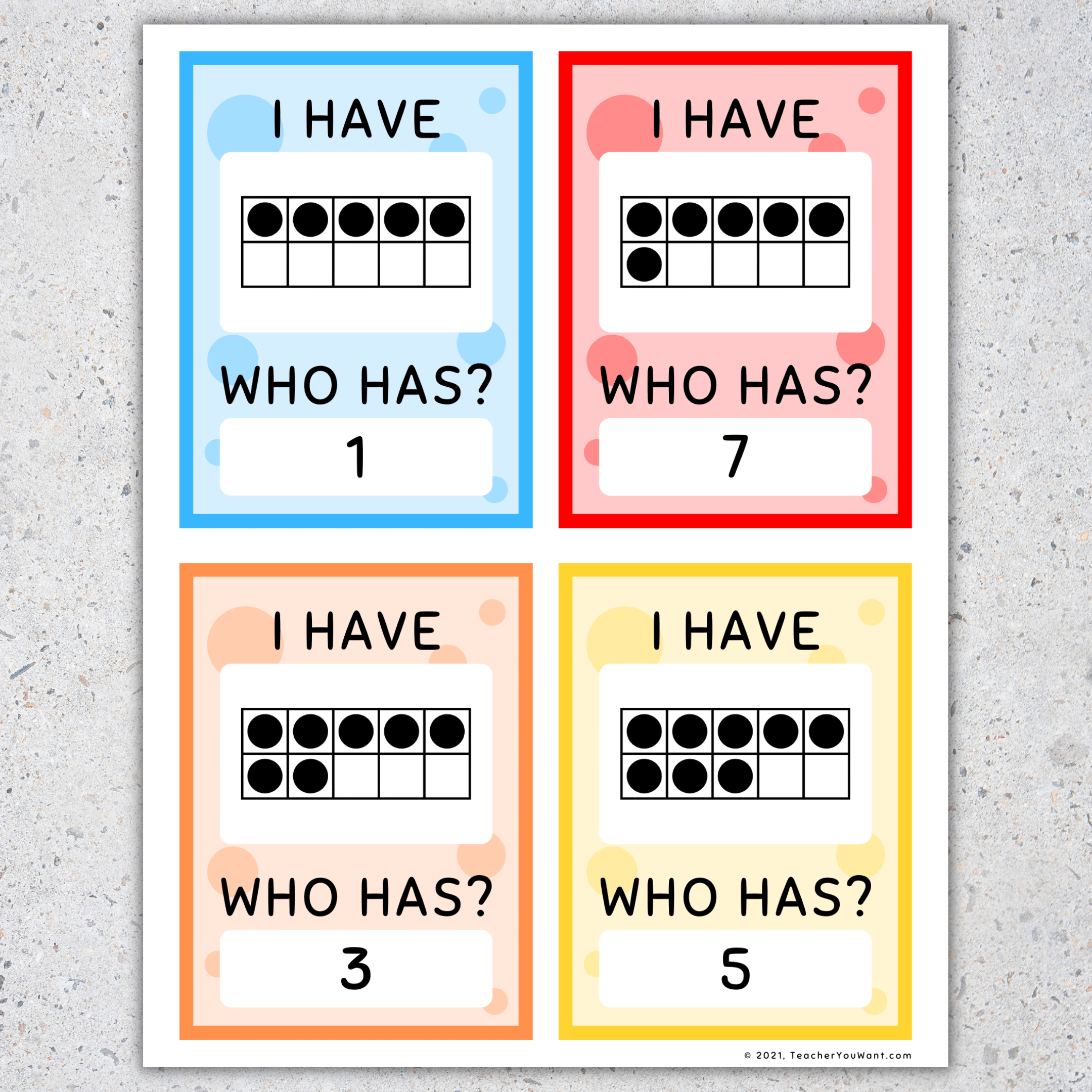 I Have Who Has: Numbers 1-10, Ten Frames Game | Made By Teachers