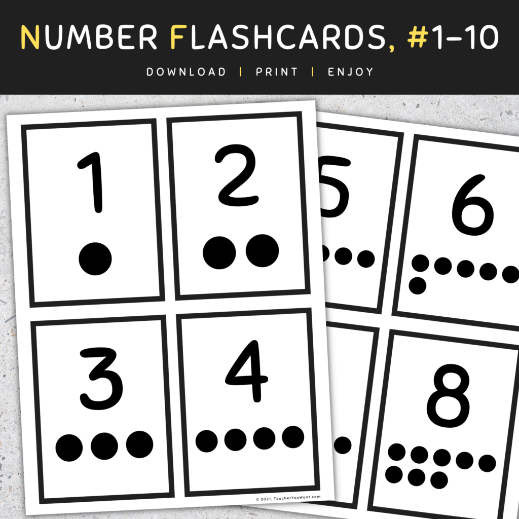 Number Flashcards with Counting Dots (Ten Frames), #1-10 | Made By Teachers