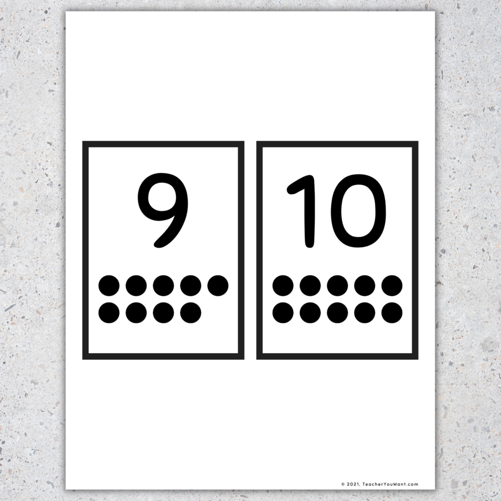 Number Flashcards with Counting Dots (Ten Frames), #1-10 | Made By Teachers
