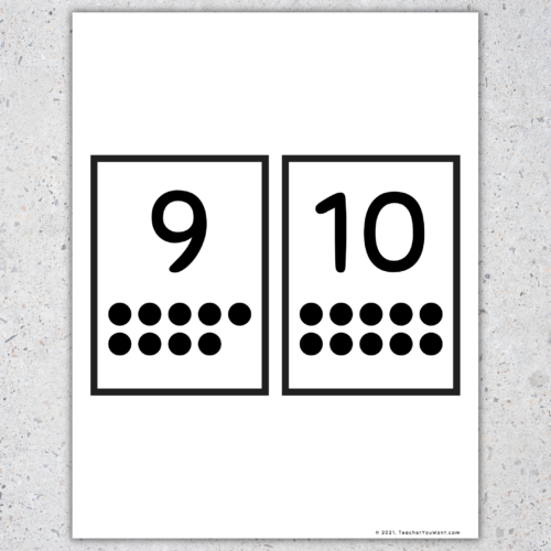 Number Flashcards with Counting Dots (Ten Frames), #1-10 | Made By Teachers