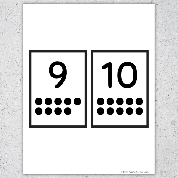 Number Flashcards with Counting Dots (Ten Frames), #1-10 | Made By Teachers