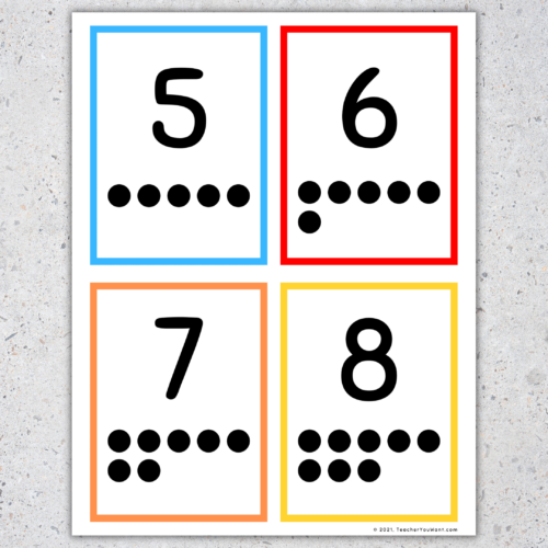 Number Flashcards with Counting Dots (Ten Frames), #1-20 | Made By Teachers