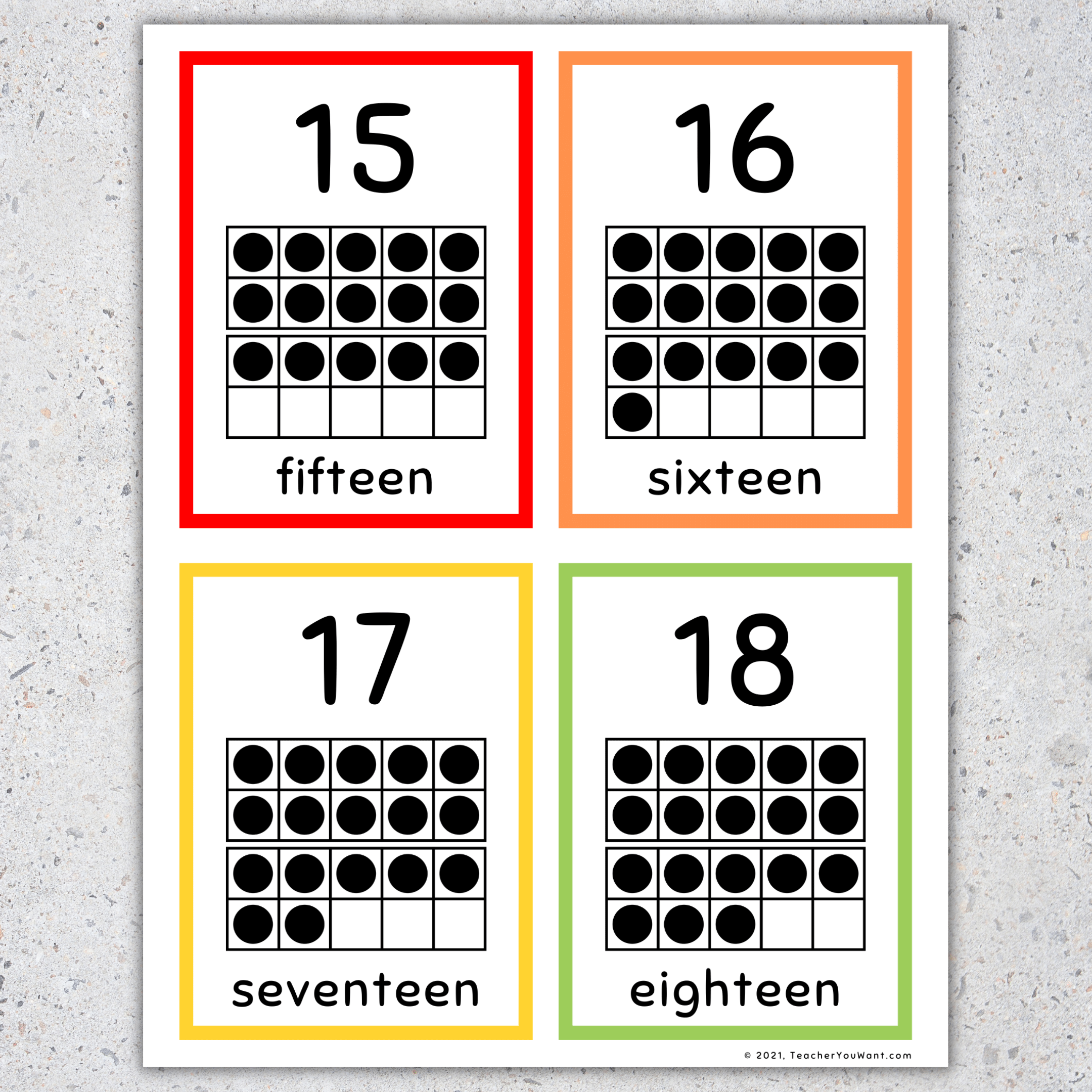 Number Posters, 0-20: Ten Frames Number Posters/Flashcards, Classroom ...