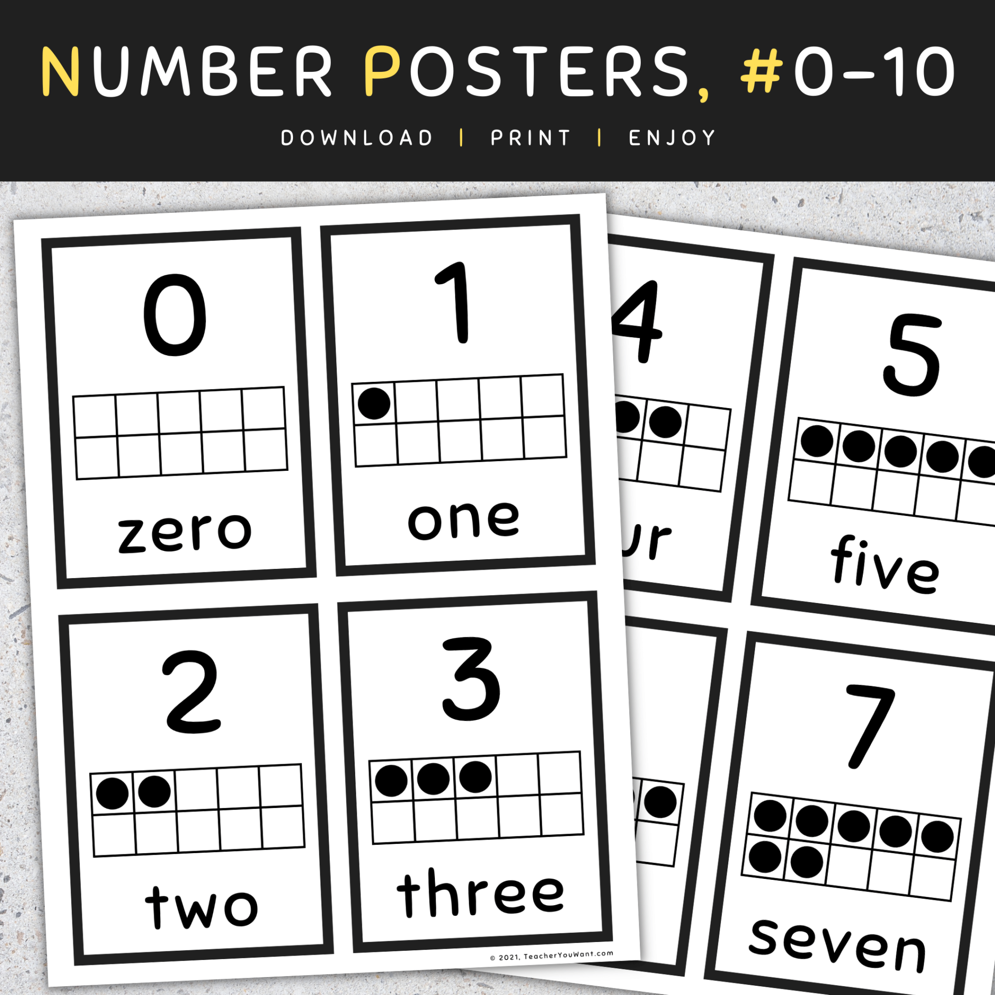 Number Posters, 0-10: Ten Frames Number Posters/Flashcards, Classroom ...
