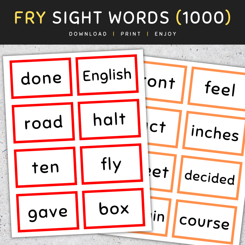 Fry Sight Words Flash Cards: 1000 Sight Words Bundle, [SET 1] | Made By ...