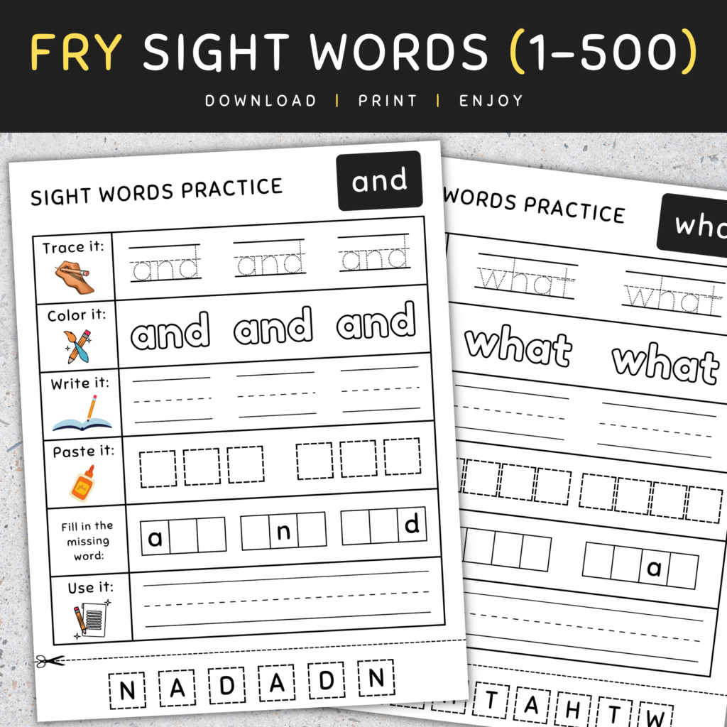 Primer Sight Words: Trace, Write, Color & Find It Worksheets, [SET 5 ...