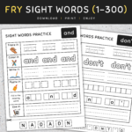 Fry Sight Words Bundle: 1-300, Sight Words Worksheets & Activities ...