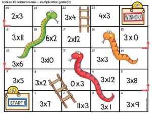multiplication snakes and ladders game - Made By Teachers