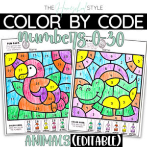 Color by Numbers 1-30 Color by Code Editable Activities - Made By Teachers