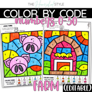 Farm Color by Number Recognition Worksheets Editable - Made By Teachers