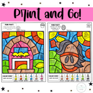 Number Sense Editable Color by Code Worksheets | Farm Coloring Pages ...