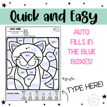 Pets Editable Color by Code Sight Word Practice Morning Work Worksheets ...