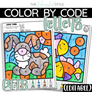 Pets Color by Letter Alphabet Coloring Pages Editable Activities - Made ...
