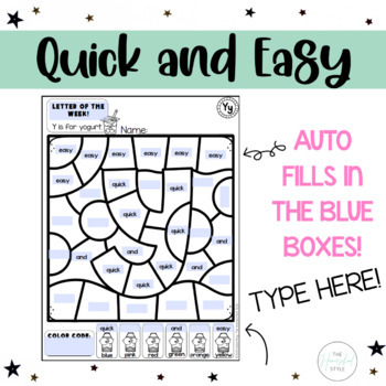 Letter Recognition Editable Color by Code Worksheets | Kindergarten ...