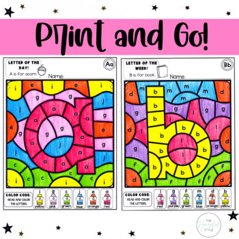 Letter Recognition Editable Color by Code Worksheets | Kindergarten ...
