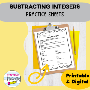Subtracting Integers Math Practice Worksheets - Made By Teachers