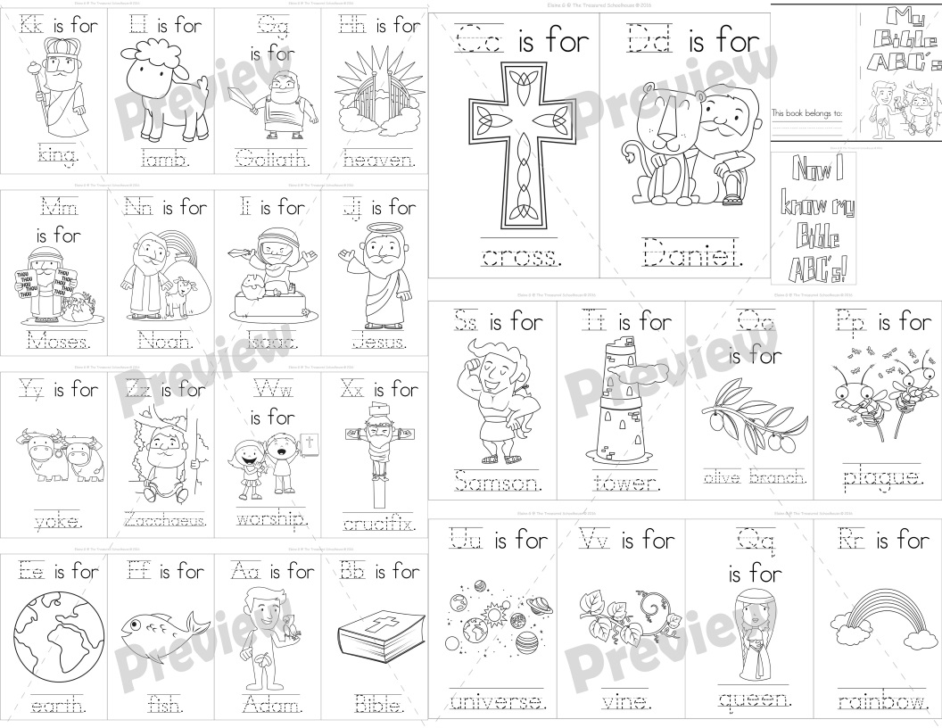 My Bible Alphabet Booklets in Color and Black & White - Made By Teachers
