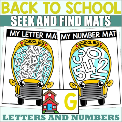 Back to School Letter and Number Seek and Find Mats with School Buses ...