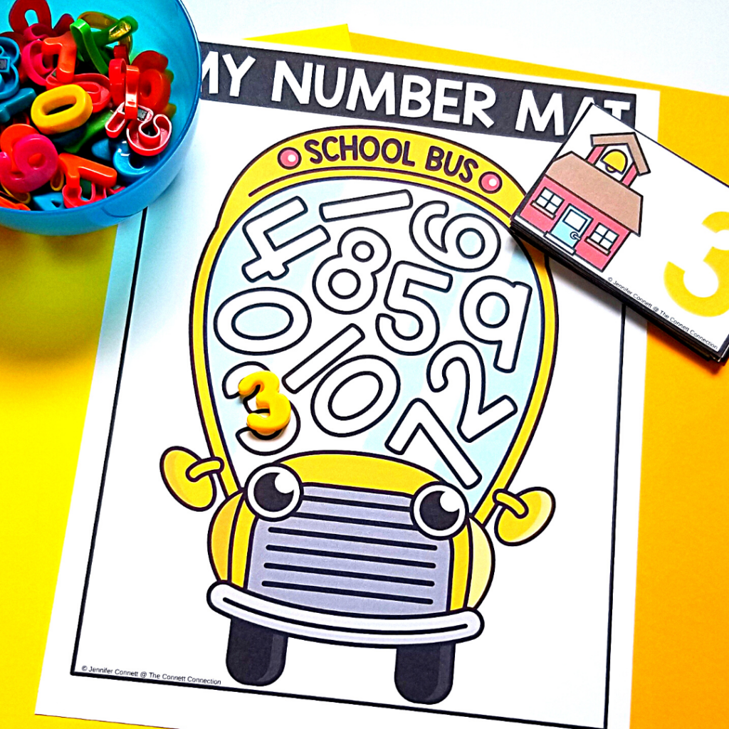 Back to School Letter and Number Seek and Find Mats with School Buses ...