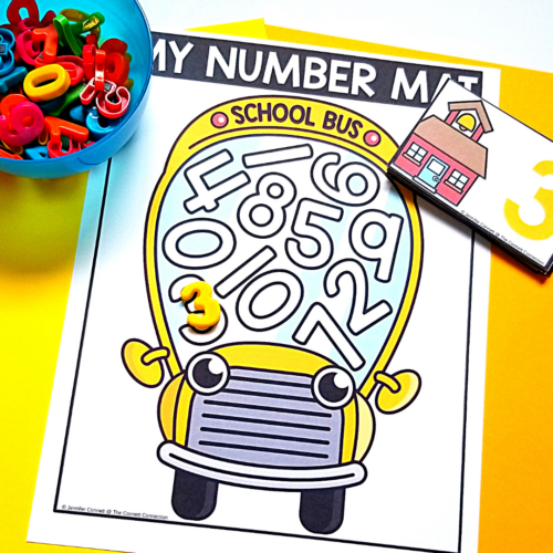 Back to School Letter and Number Seek and Find Mats with School Buses ...