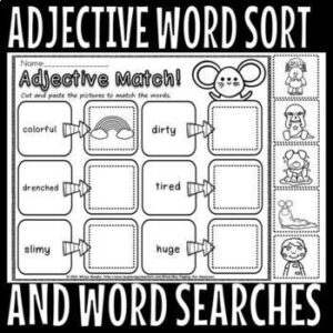 Adjectives word searches and worksheets - Made By Teachers