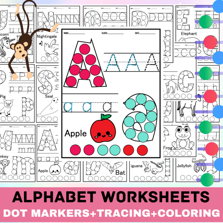 Alphabet Worksheets Tracing & Coloring | Pencil Control, Handwriting ...