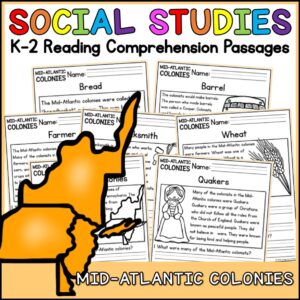 Mid Atlantic Colonies Social Studies Reading Comprehension Passages K-2 ...