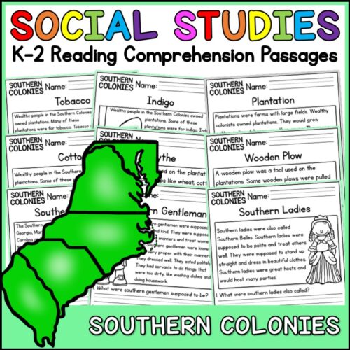 Southern Colonies Social Studies Reading Comprehension Passages K-2 ...