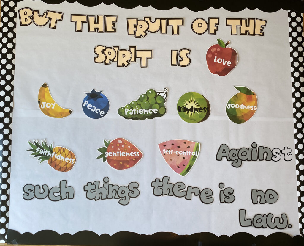 Fruit of the Spirit Bible Verse Bulletin Board - Made By Teachers