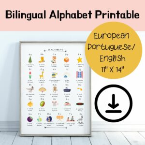 11 x 14 High Res Bilingual Alphabet Poster, European Portuguese First ...