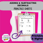 Adding and Subtracting Decimals Practice Sheets Printable and Digital ...