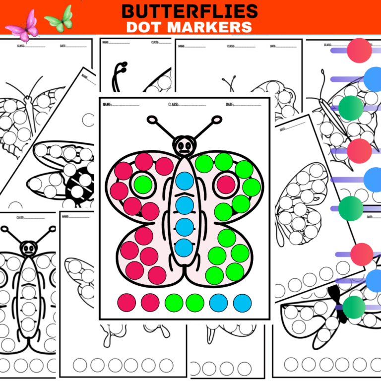 Cute Butterfly Dot Markers Coloring Pages -Bingo Daubers - Spring ...